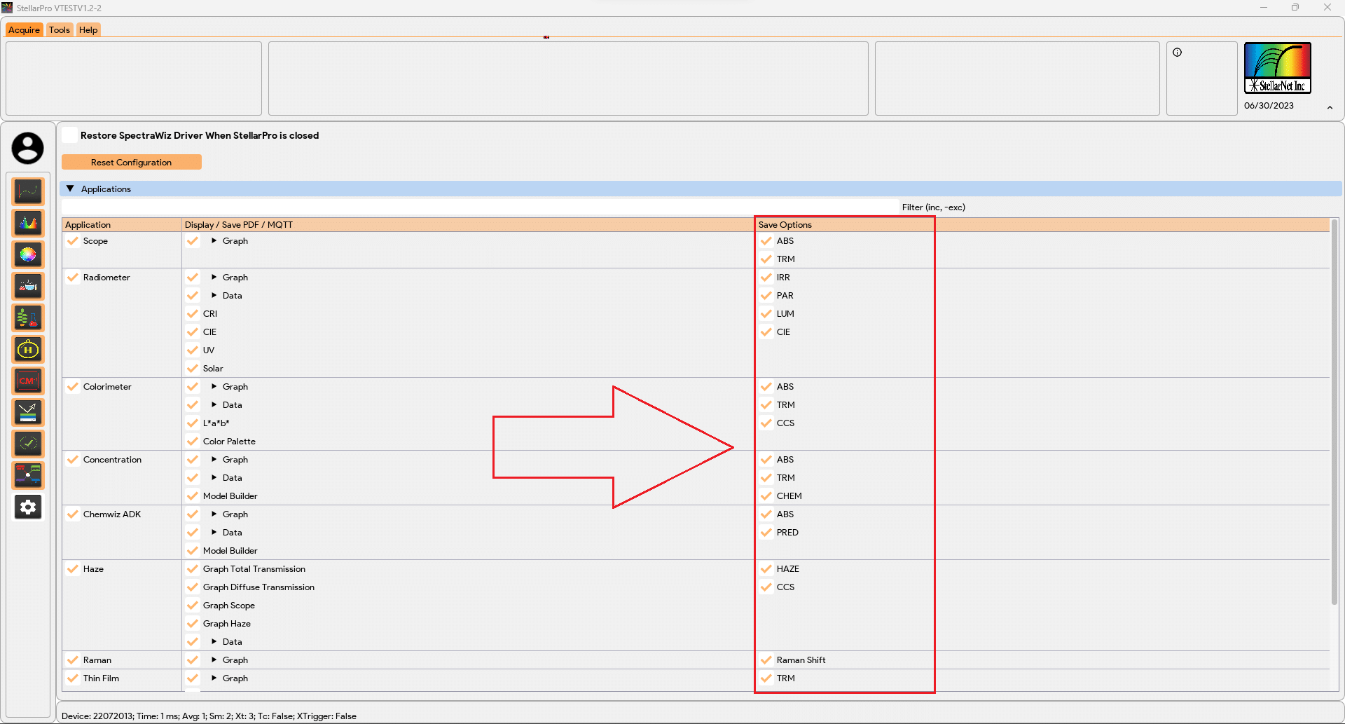 File Saving Options - StellarNet, Inc.
