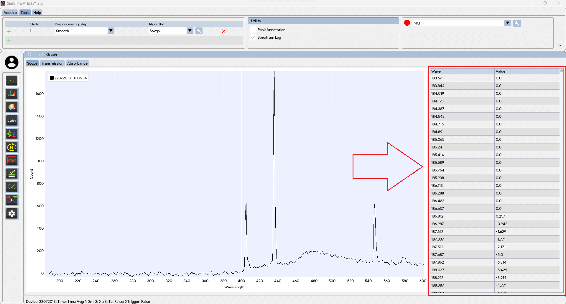 Toolbar->Tools->Utilities - StellarNet, Inc.