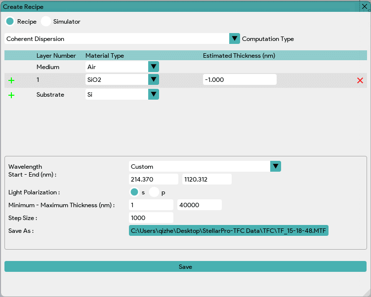 Recipe Creation - StellarNet, Inc.