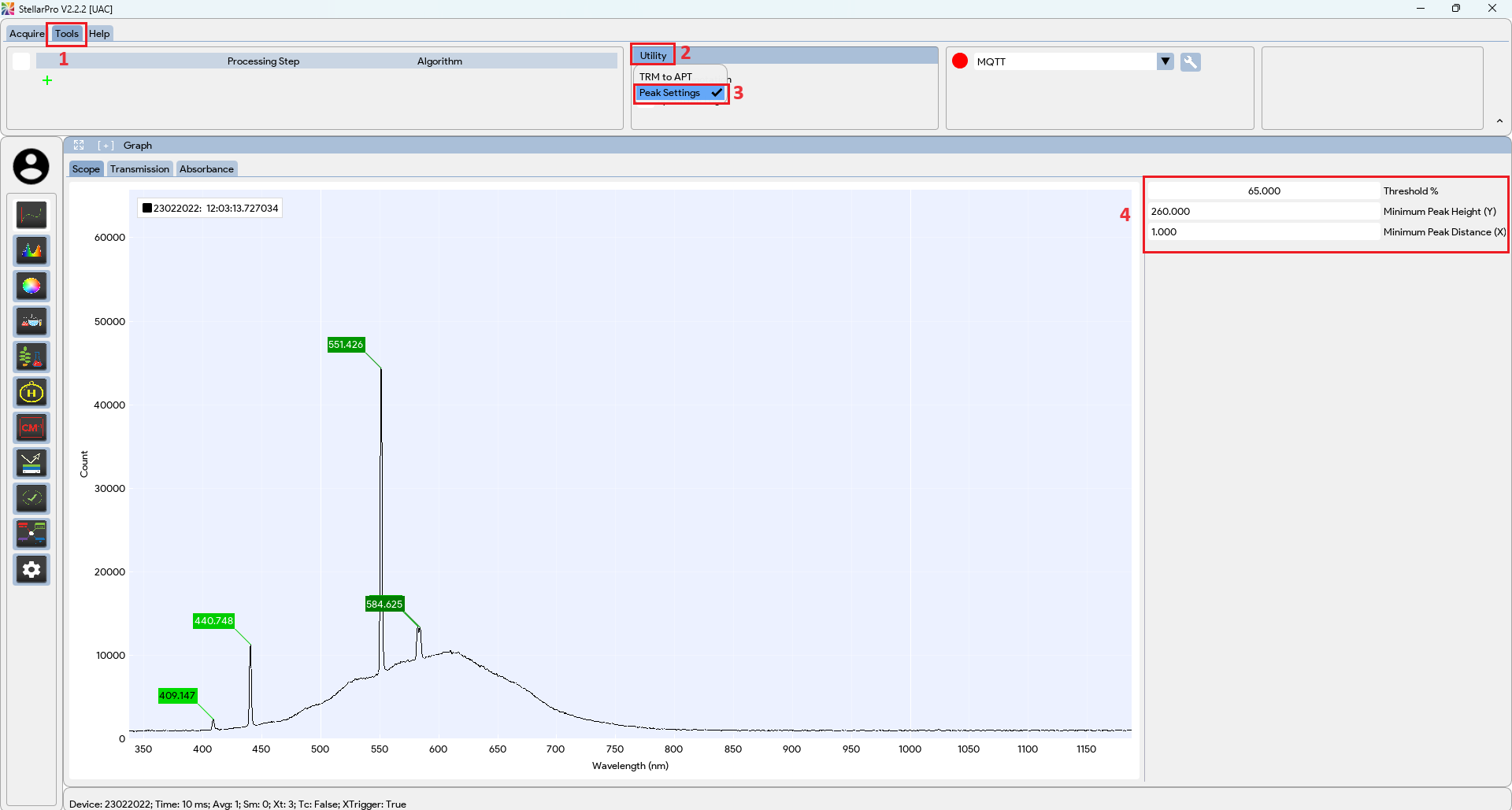 Toolbar->Tools->Utilities - StellarNet, Inc.