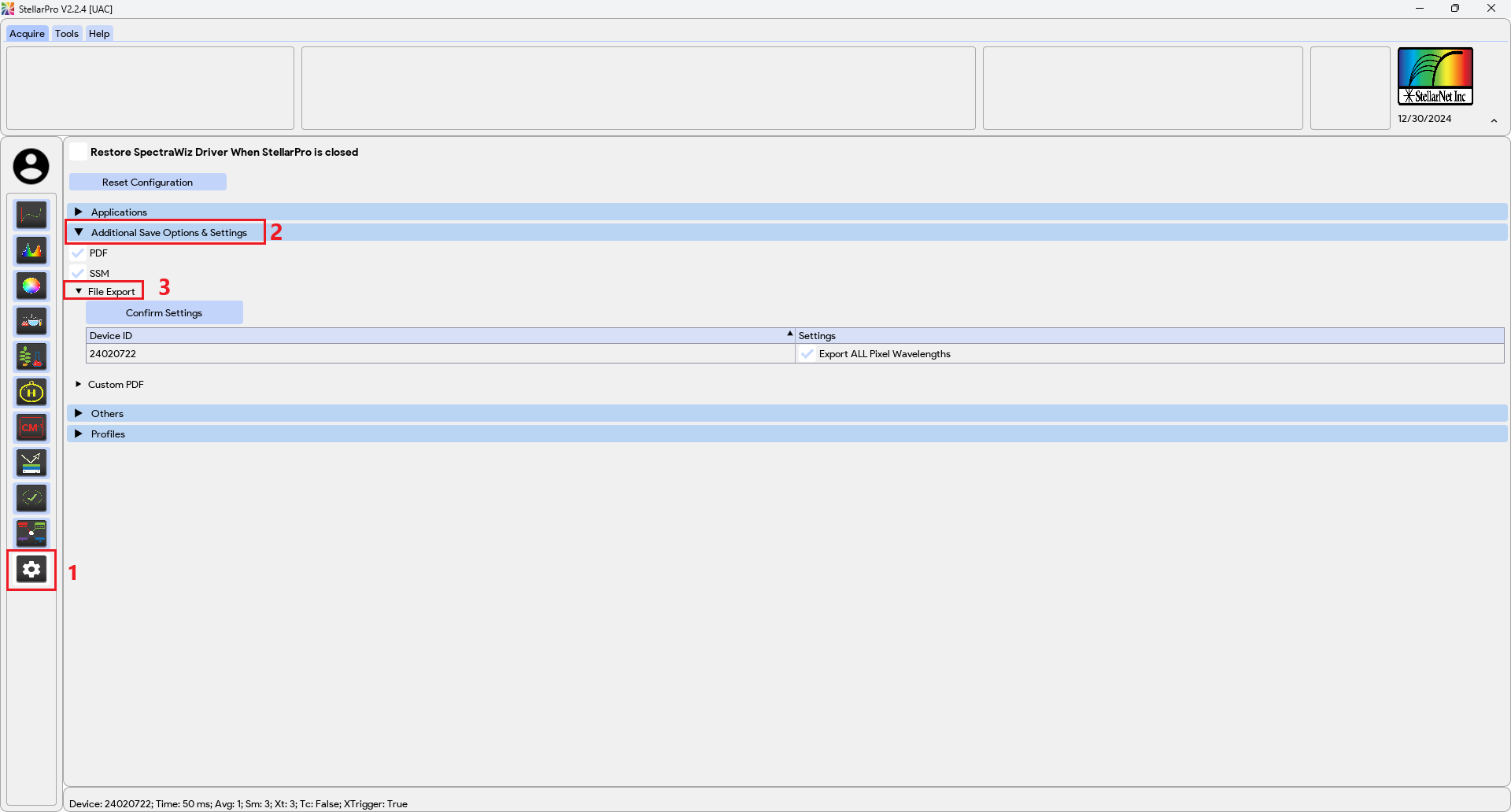 File Saving Options - StellarNet, Inc.