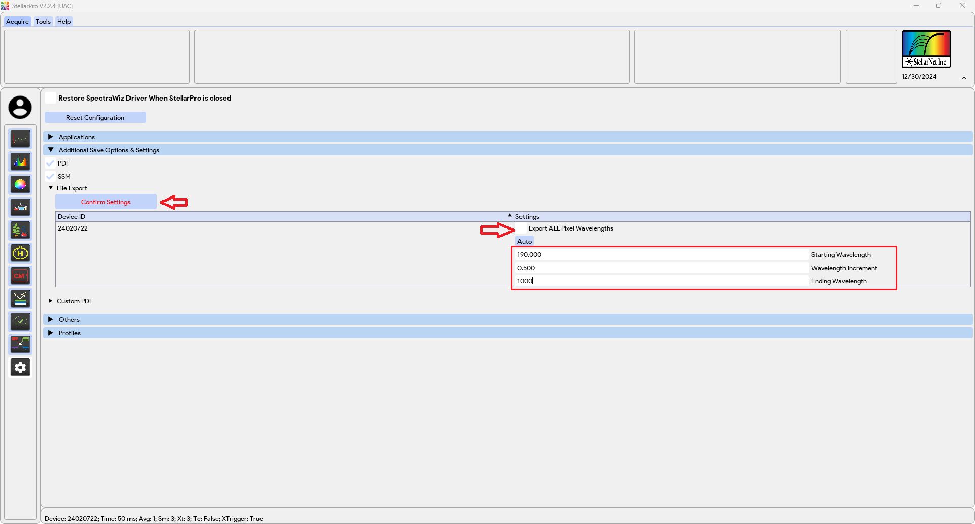 File Saving Options - StellarNet, Inc.