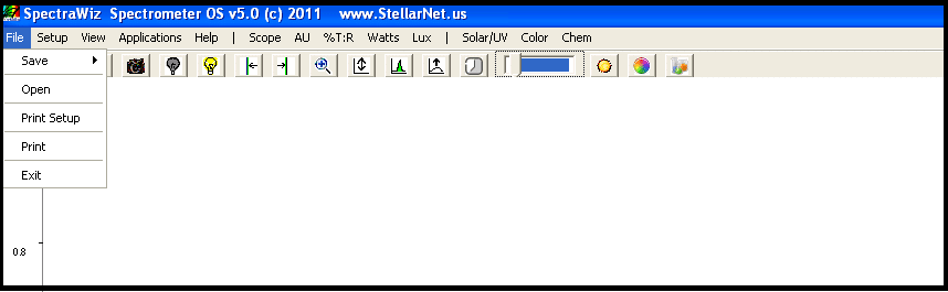 SpectraWiz File Menu - StellarNet, Inc.